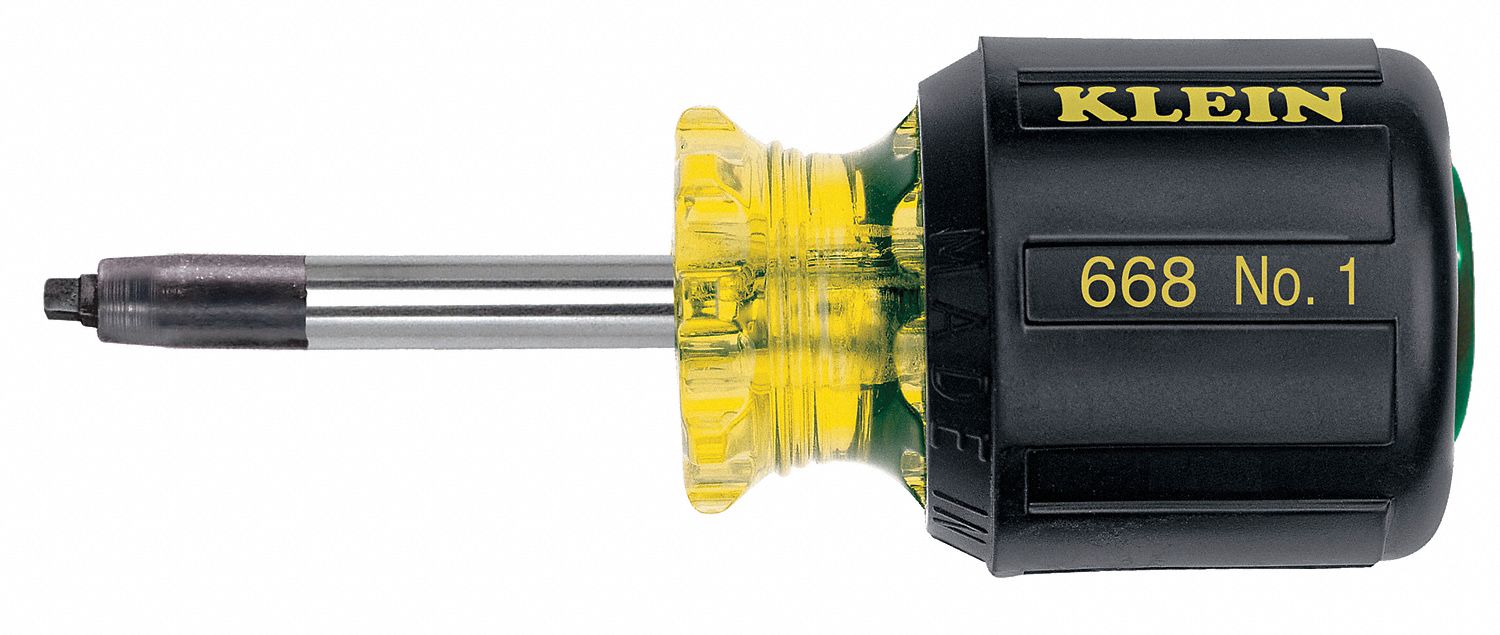Screwdriver, Tip Size #1, Robertson Square Recess, Overall Length 3 7/ ...