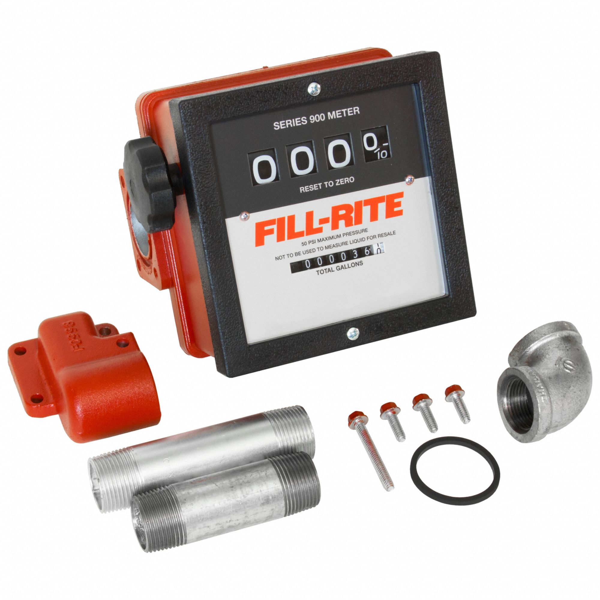 FILL-RITE, 4-Digit Mechanical Fuel Transfer Meter, Aluminum, Mechanical ...