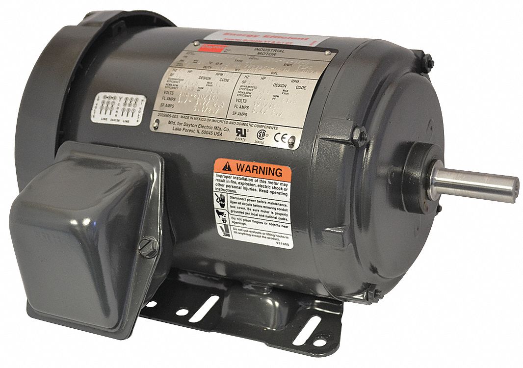 General Purpose Motor, 1-1/2 HP, 3-Phase, Nameplate RPM 1735, Voltage ...