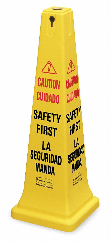 HDPE, 36 in x 12 1/4 in x 12 1/4 in Nominal Sign Size, Safety Cone ...