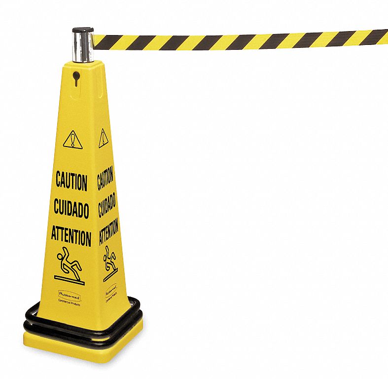 (1) Safety Cone (Caution), 39 3/4 in x 12 1/4 in Cone Size, Barricade ...