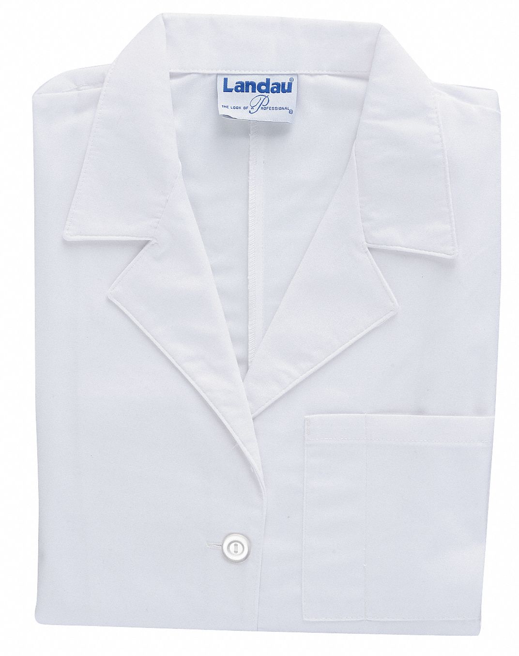 LANDAU, Cotton Poplin/Polyester, Button Closure, Collared Lab Coat ...