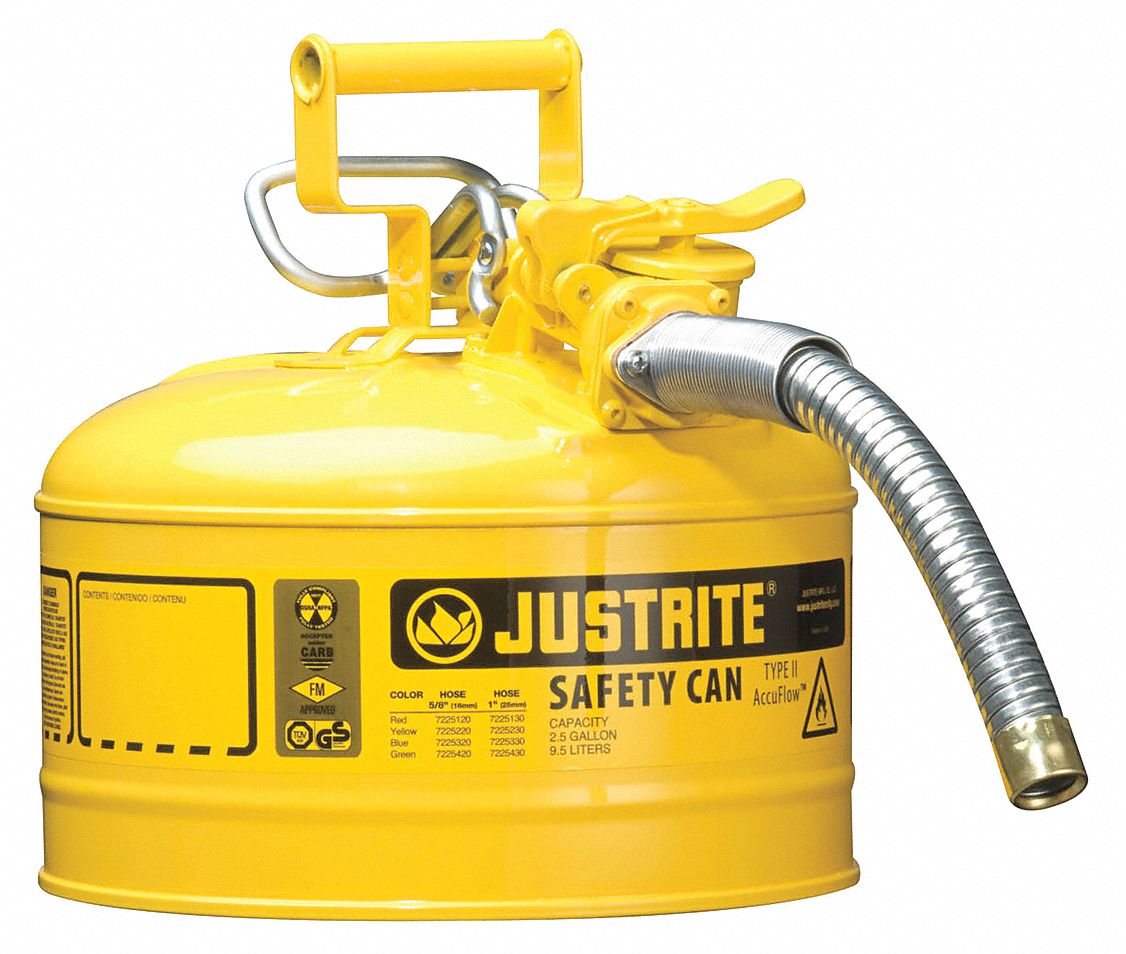 JUSTRITE, For Use With Diesel, 1 gal Capacity, Type II Safety Can ...