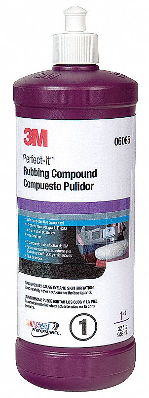 Rubbing Compound, —, 1 qt, Bottle, Liquid, White - Grainger