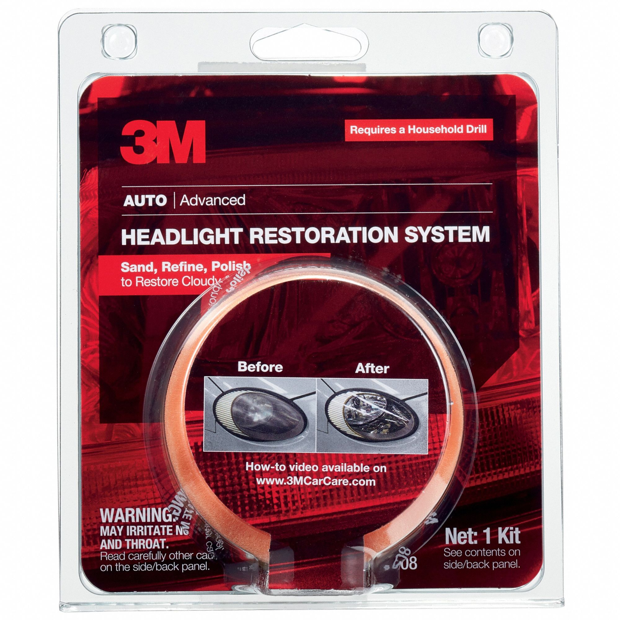 3M, Headlight Lens Cleaners, Soft Pack, Headlight Lens Restoration Kit ...