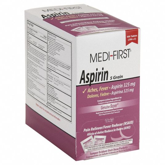 MEDI-FIRST, Aspirin, 325 mg, Pain Relief - 3NNV3|80513 - Grainger