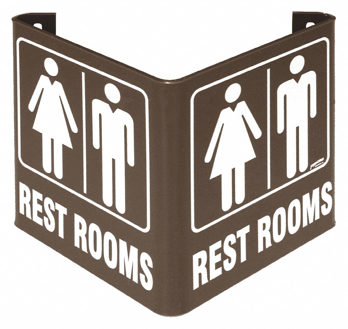 Acrylic, Restroom Sign, 9" Width, 6" Height, Black, With Mounting Holes ...