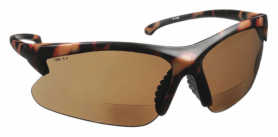KLEENGUARD, Brown Lens Color, Wraparound Frame, Reader Safety Glasses ...