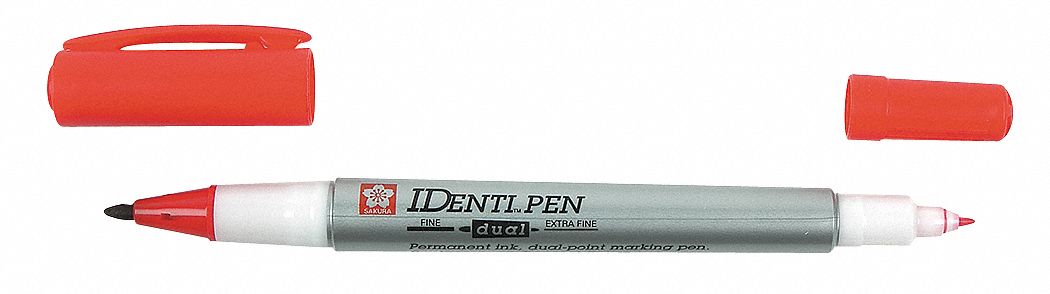Permanent Pen Marker, Red, PK 12 - Grainger