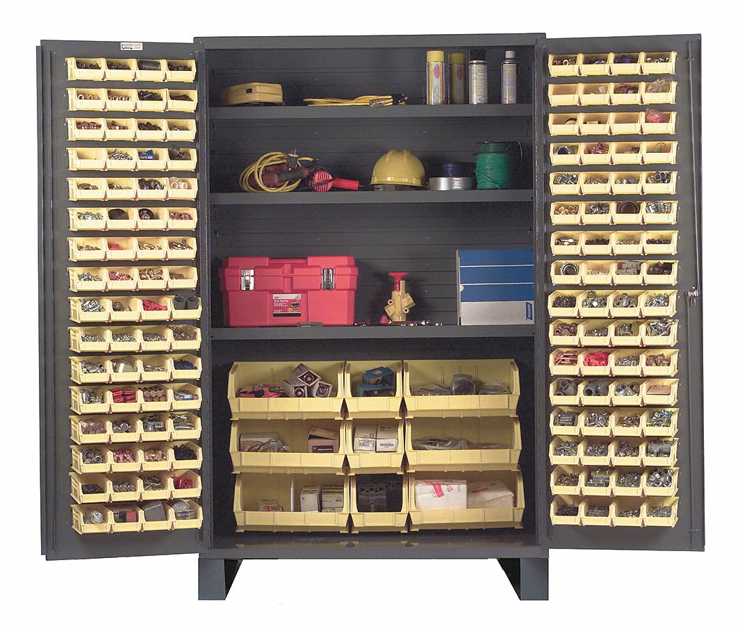 DURHAM MFG Bin Cabinet: 48 in x 24 in 78 in, 3 Shelves, 137 Bins ...