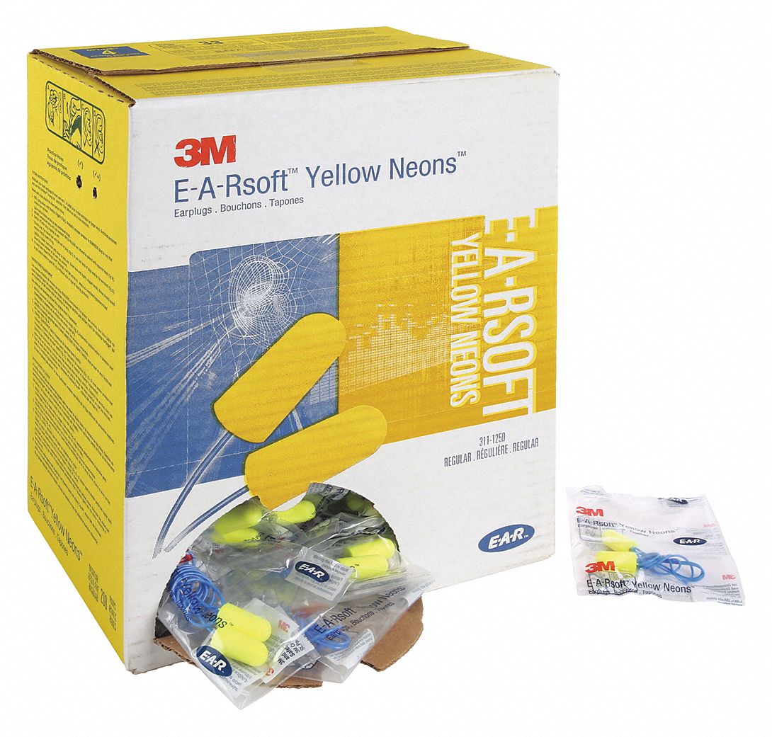 3M Ear Plugs: Bullet, 33 dB NRR, Gen Purpose, Corded, Disposable, Roll ...