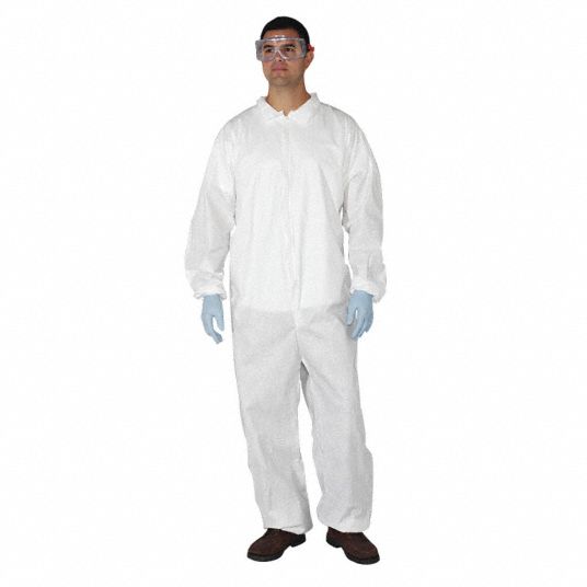 Disposable Cleanroom Coat, L, White - Grainger