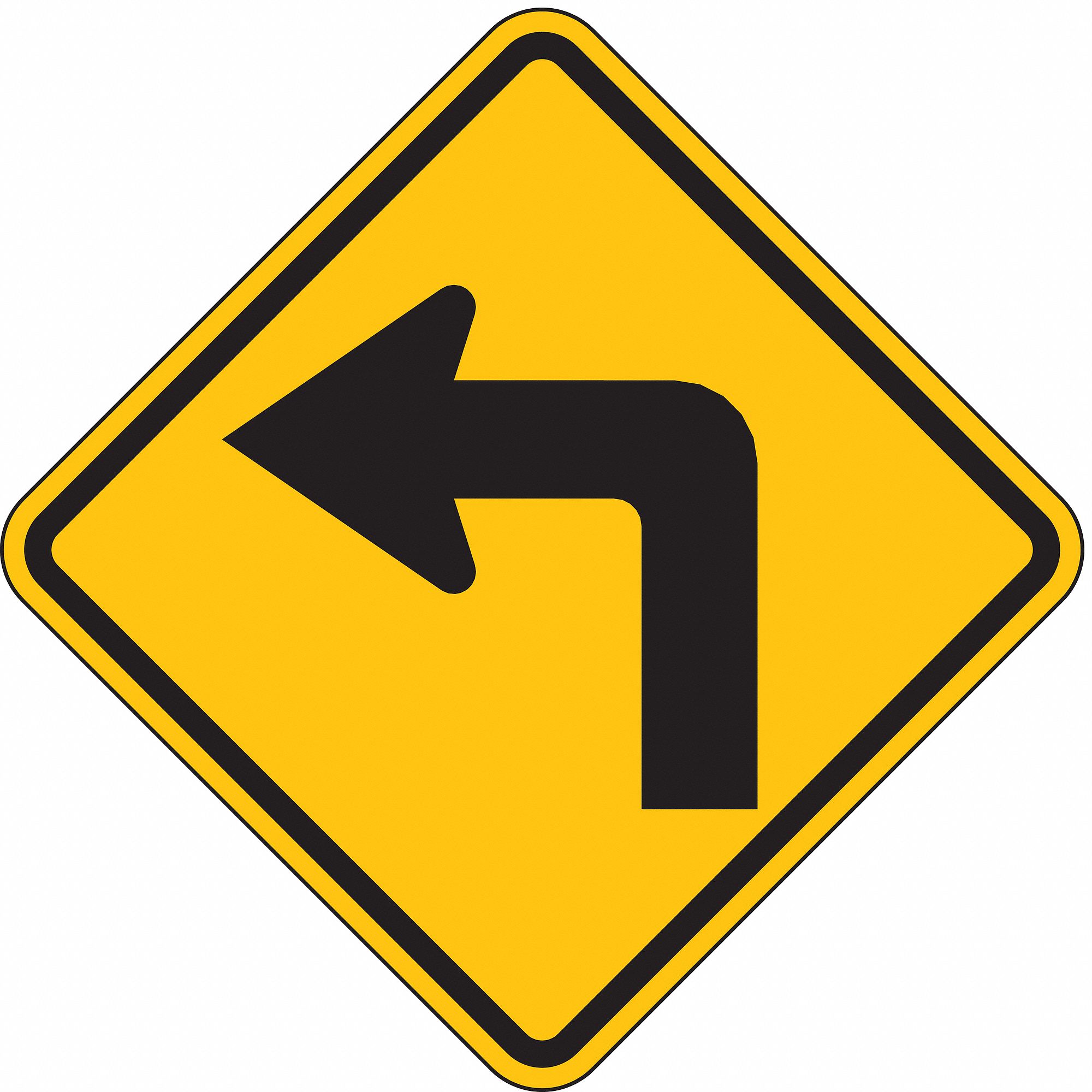 LYLE Left Turn Traffic Sign MUTCD Code W1 1L 12 In X 12 In 3PMF3 W1