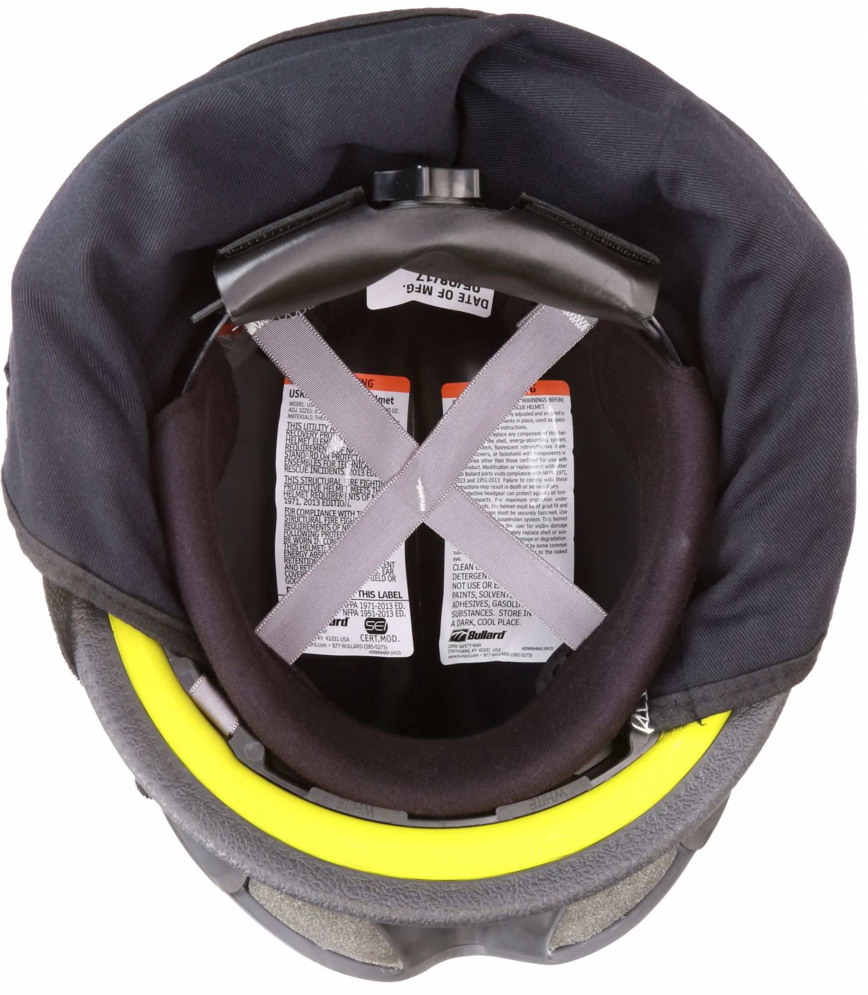 BULLARD Lime-Yellow Fire Helmet, Shell Material: Thermoplastic, 6 pt ...