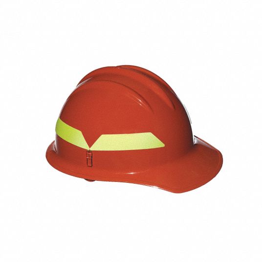 BULLARD Orange Fire Helmet, Shell Material: Thermoplastic, 6 pt Pinlock ...