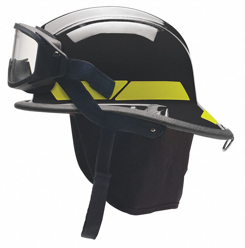 BULLARD, 6-1/2 to 8 Fits Hat Size, Thermoplastic, Fire Helmet,Black ...