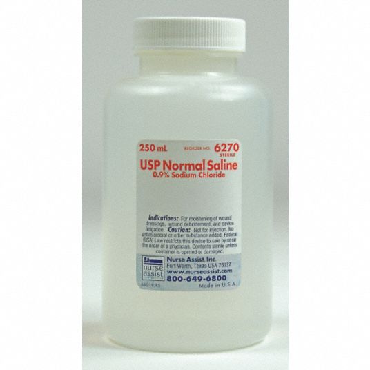 Saline, Liquid Solution, Bottle, 8.450 oz, 250mL - Grainger