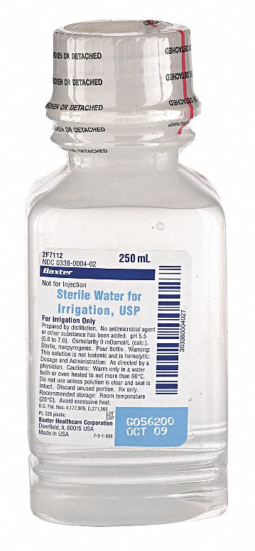 BAXTER Sterile Water, Liquid Solution, Bottle, 8.450 oz., 250mL - 3PWK5 ...
