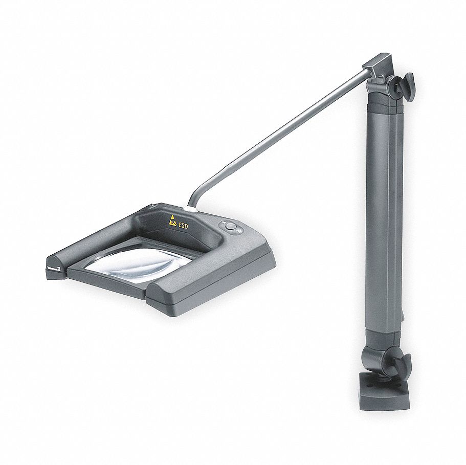 Wide Angle Magnifier Light, 35 in Arm Length, 1.75, Black - Grainger