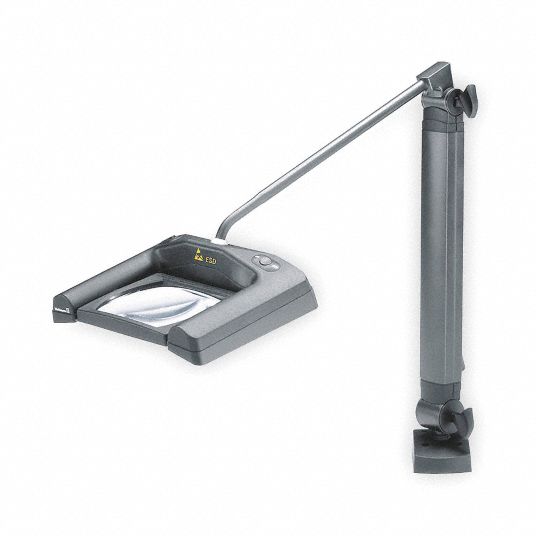 Wide Angle Magnifier Light, 35 in Arm Length, 1.75, Black - Grainger