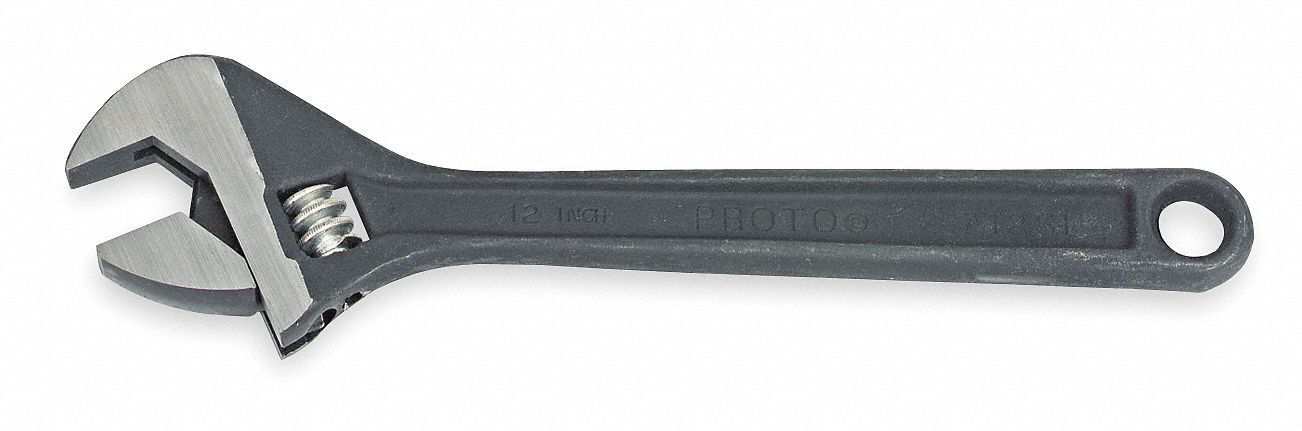 PROTO Adjustable Wrench: Alloy Steel, Black Oxide, 8 in Overall Lg, 1 1 ...