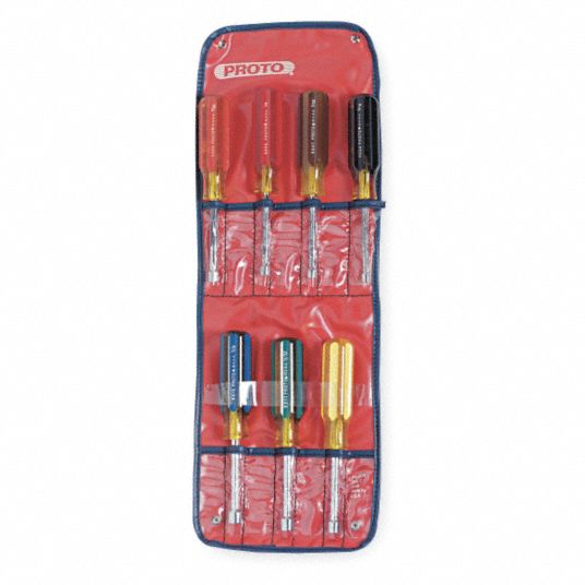 PROTO, SAE, 1 in Bolt Clearance, Solid Round Shank Nut Driver Set ...