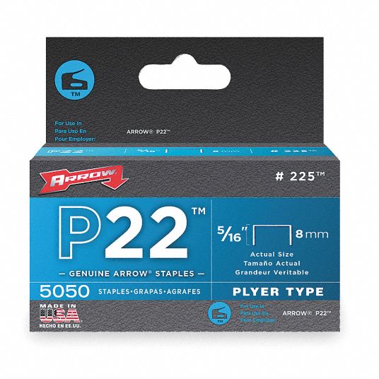 ARROW Staples, Flat Crown, 7/16x5/16, PK5000 - 3RCA3|225 - Grainger