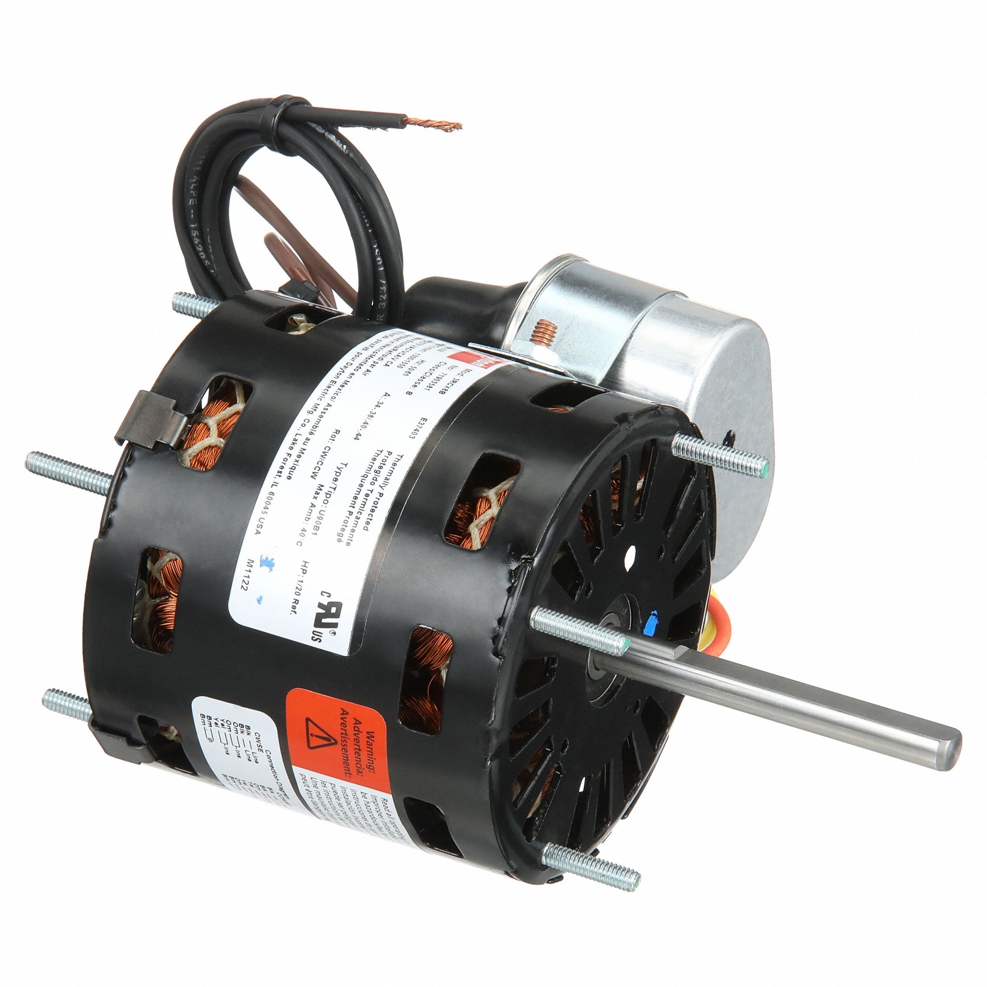 DAYTON, Open Air-Over, 1/20 HP, HVAC Motor - 3RCX8|71903581M - Grainger