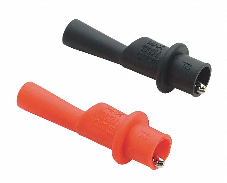 1000V AC/DC Plastic Test Clip, Black/Red; CAT IV 600V, CAT III 1000V ...