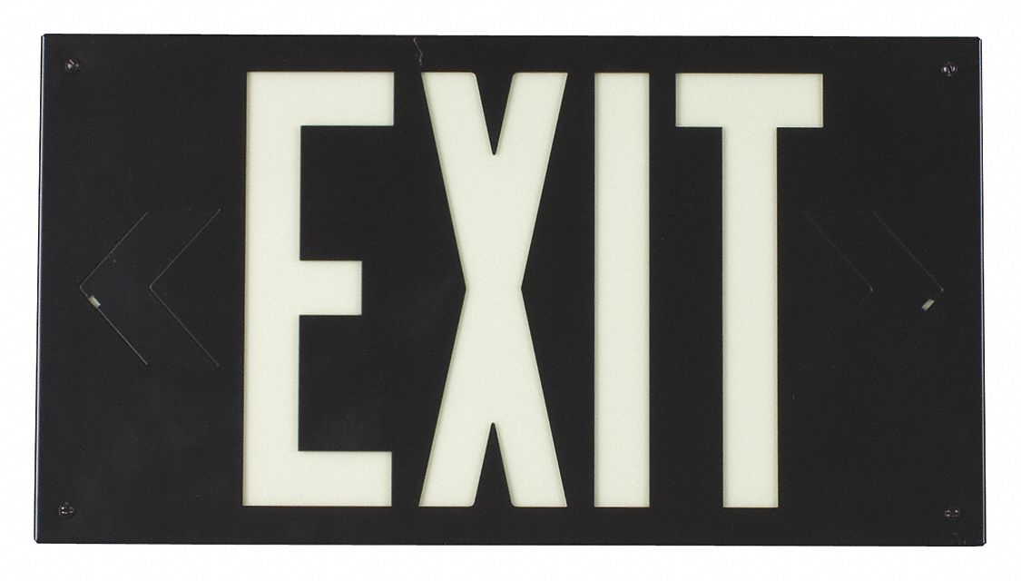 Aluminum, Exit Sign, 10" Width, 14" Height, Double-Sided No, Surface ...
