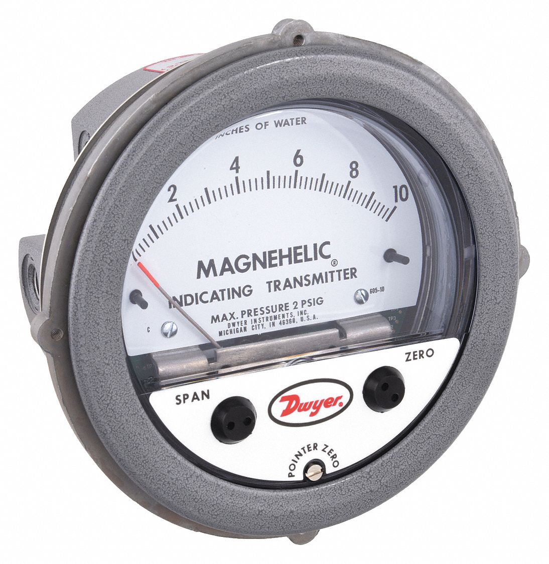 DWYER, Dial, 0 in wc to 10 in wc, Indicating Differential Transmitter ...