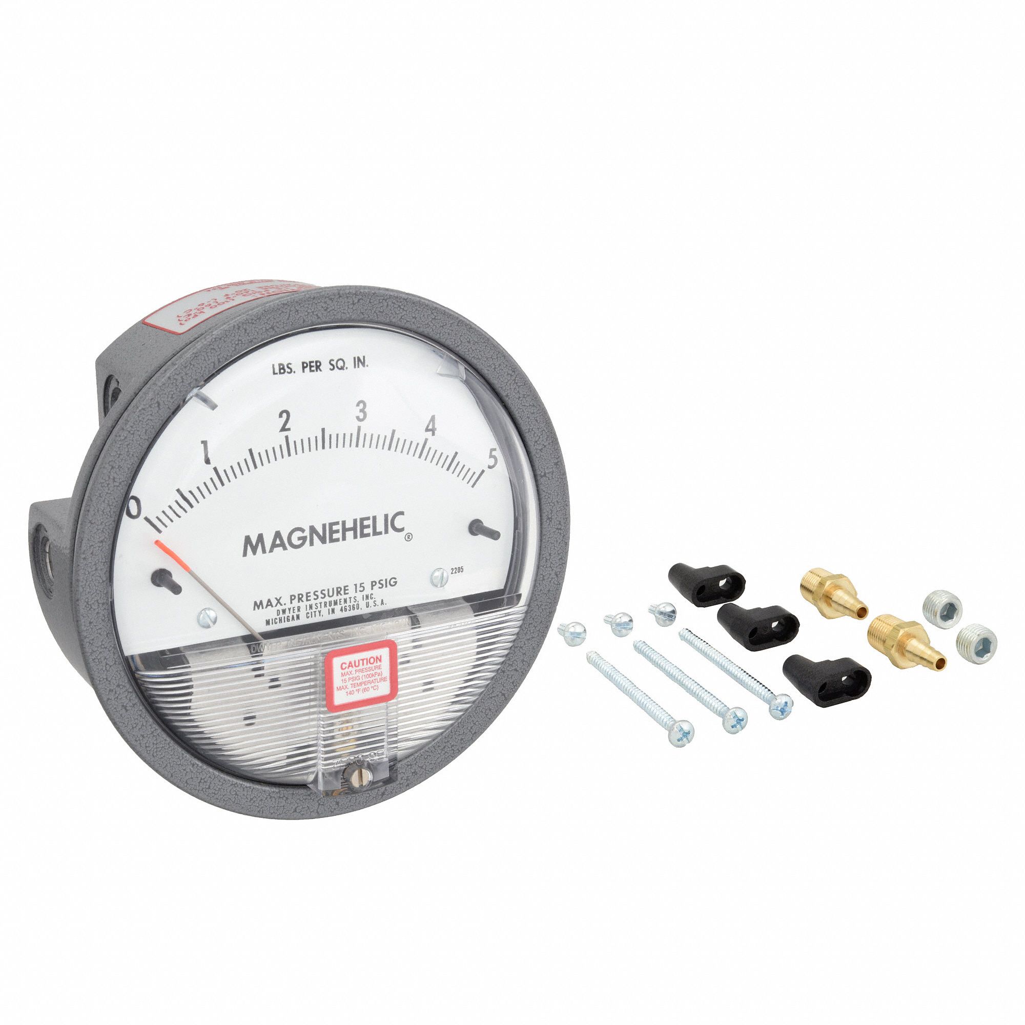 DWYER Differential Pressure Gauge: 0 to 5 psid, Dual Single-Side or ...