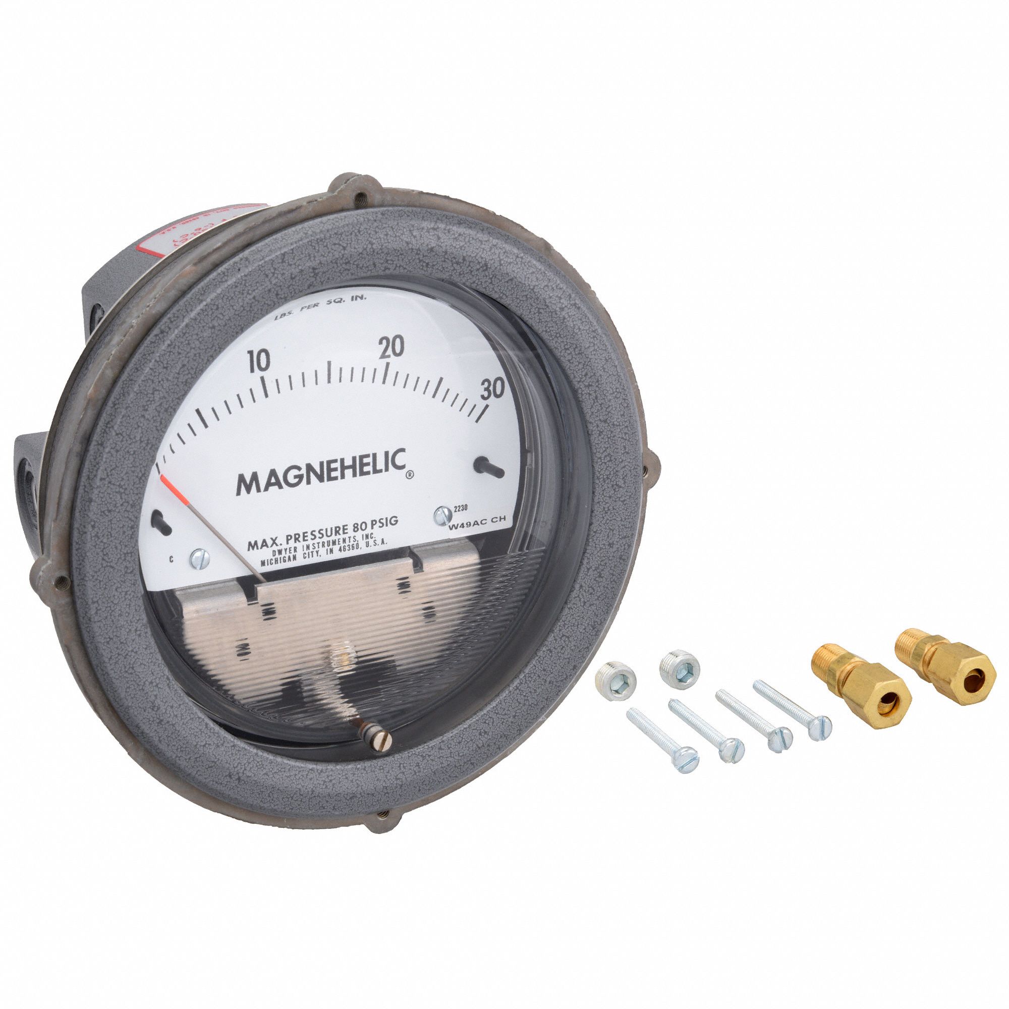 DWYER Differential Pressure Gauge: 0 to 30 psid, Dual Single-Side or ...