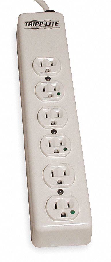 TRIPP LITE Outlet Strip: 6 Outlets, 15 ft Cord Lg, 15 A Max. Amps ...