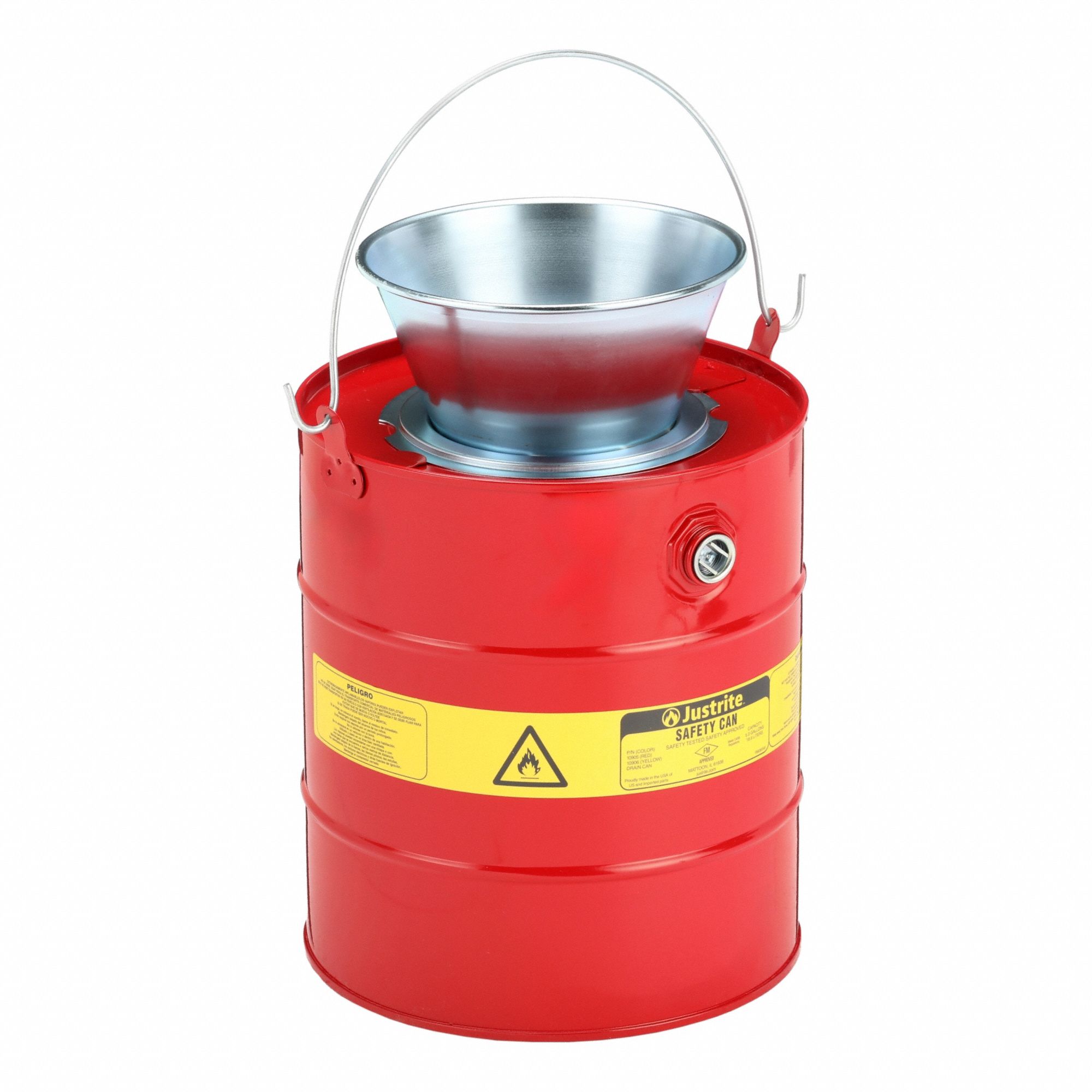 JUSTRITE, 5 gal Capacity, Flammables, Flammable Liquid Disposal Can ...