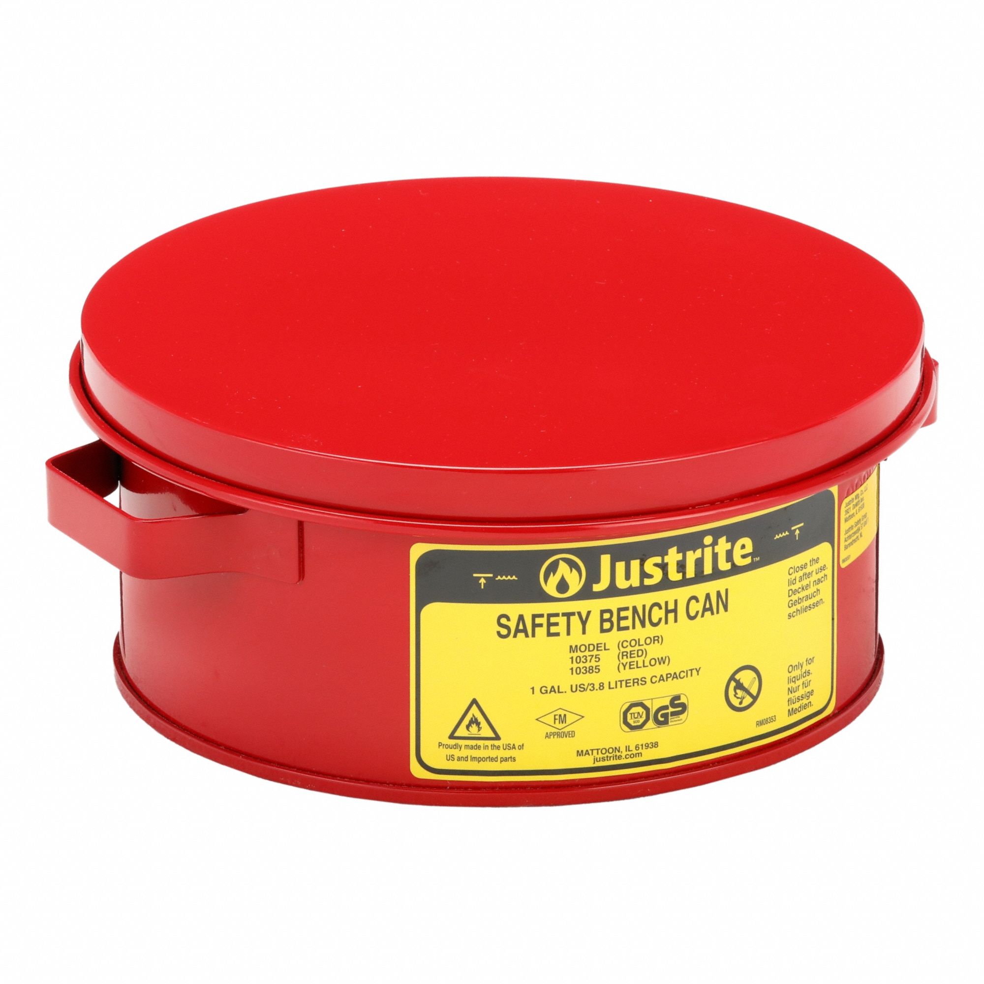 JUSTRITE, 1 gal Capacity, Powder Coated Steel, Bench Can - 3TCG2|10375 ...