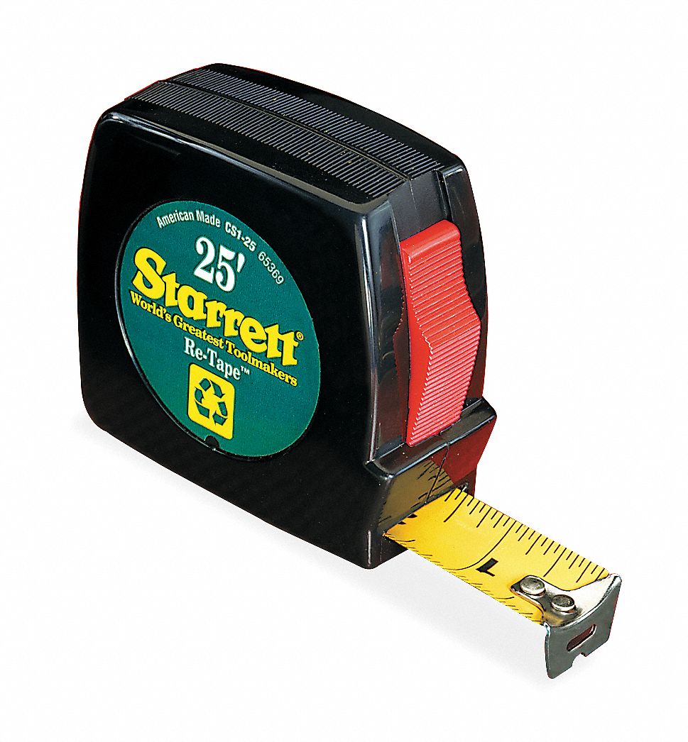 STARRETT 25 ft. Steel Fractional Read Tape Measure, Yellow - 3TD52|CS1 ...