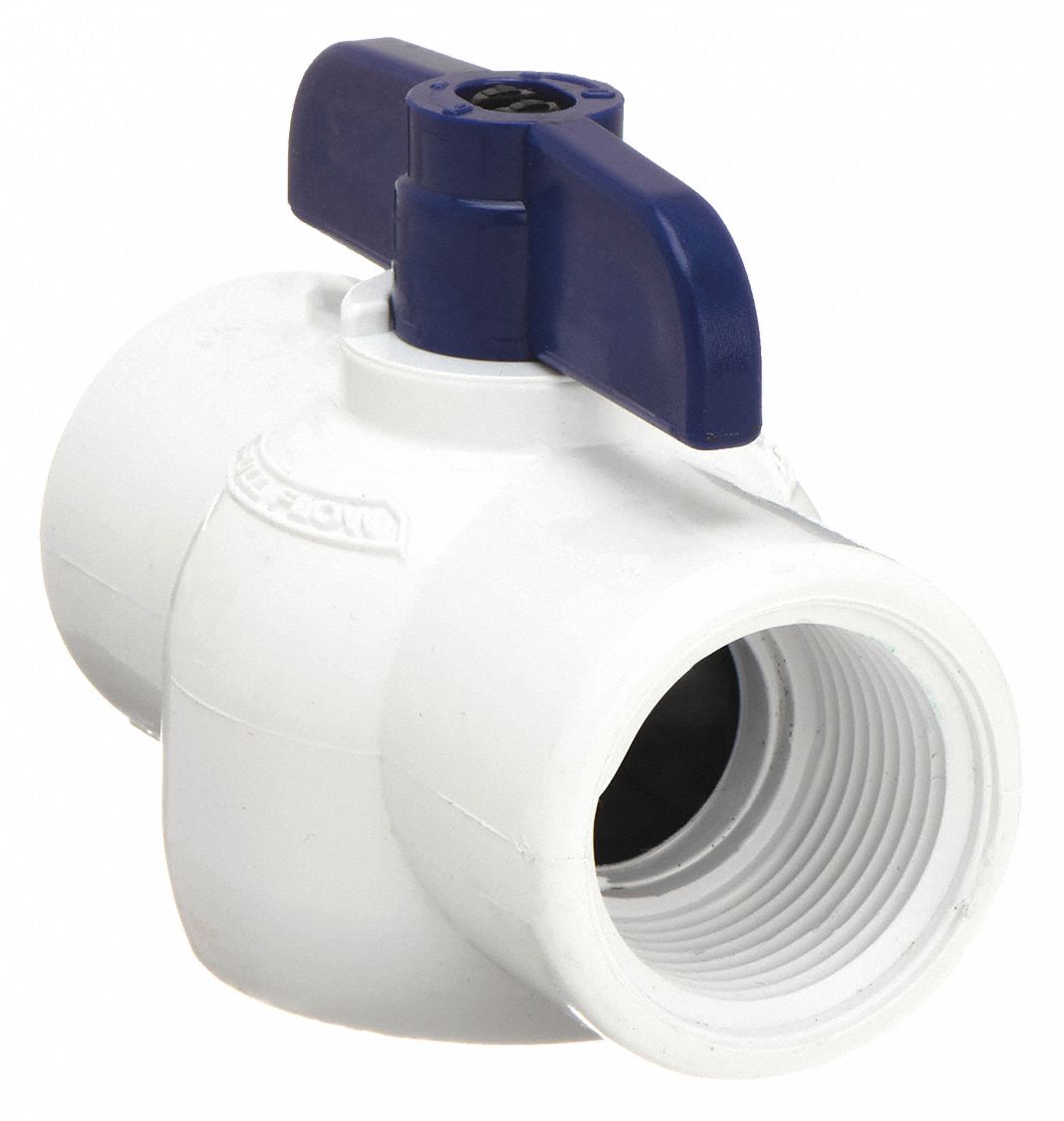 Ball Valve, PVC, Inline, 1-Piece, Pipe Size 3/4 in, Connection Type ...