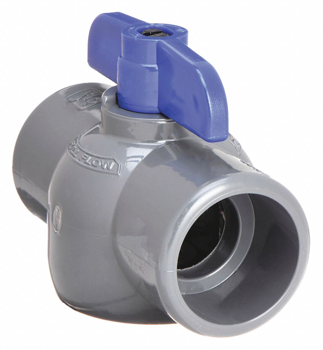 Ball Valve, PVC, Inline, 1-Piece, Pipe Size 1 1/2 in, Connection Type ...