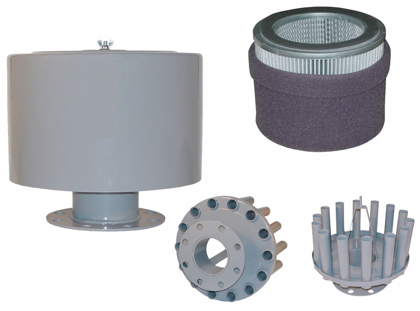 SOLBERG Filter Silencer: 6 in Flange Inlet Size, 1,100 cfm, 15 in ...