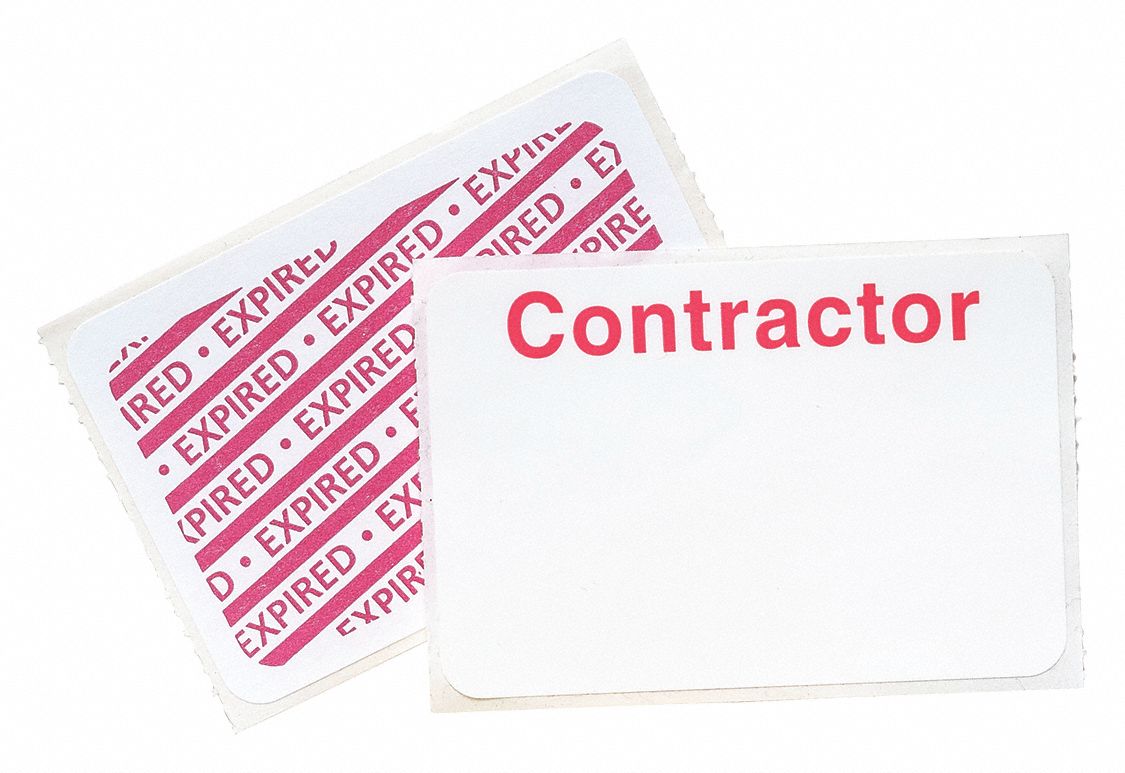 BRADY, 1 Day Adhesive Back, Contractor, Contractor Expiring Badge ...