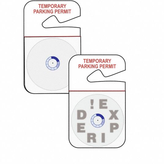 Temporary, 3 in Overall Wd, Parking Permit - 3TLT6|95681 - Grainger