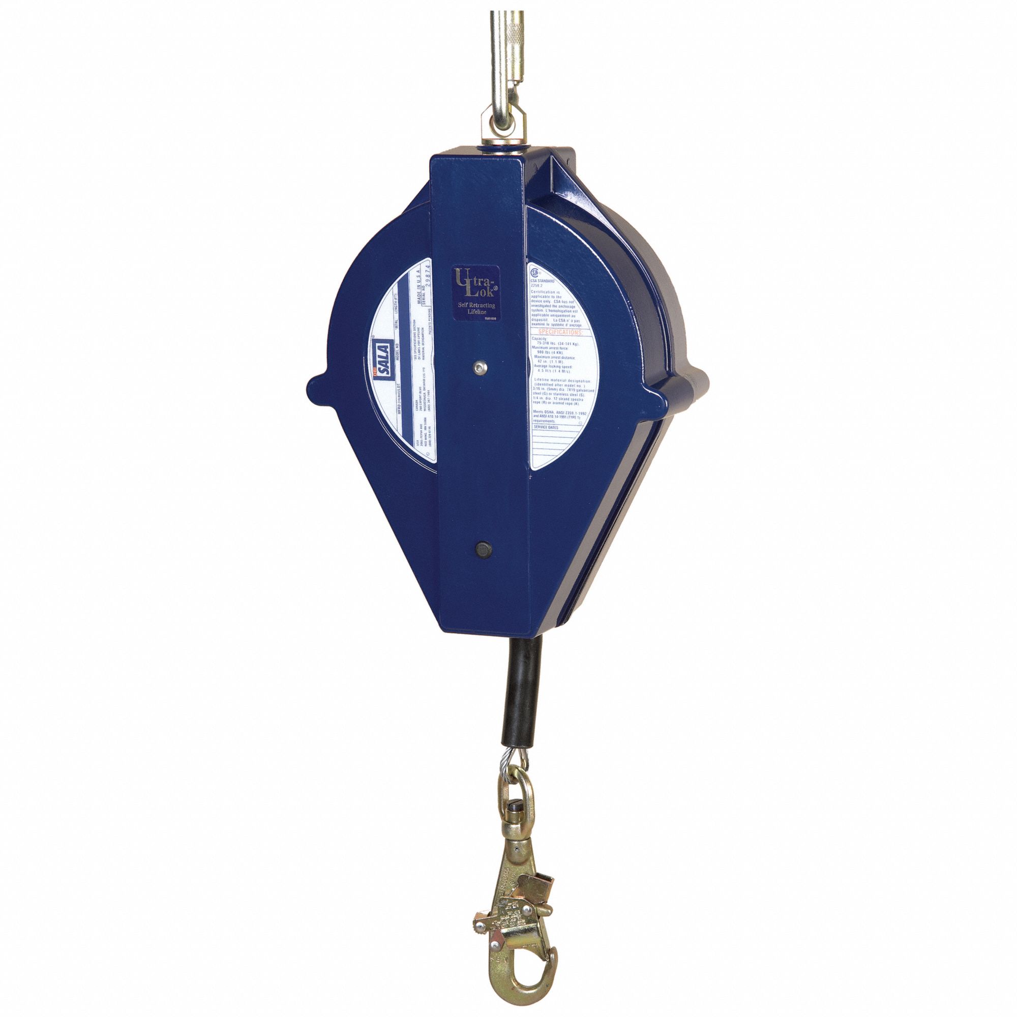 3M DBI-SALA, Harness Steel Snap Hook, 85 ft Line, Self-Retracting ...