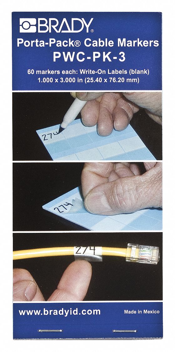 BRADY Wire Marker Book, Write-On, (Blank), White/Transparent, Markers ...