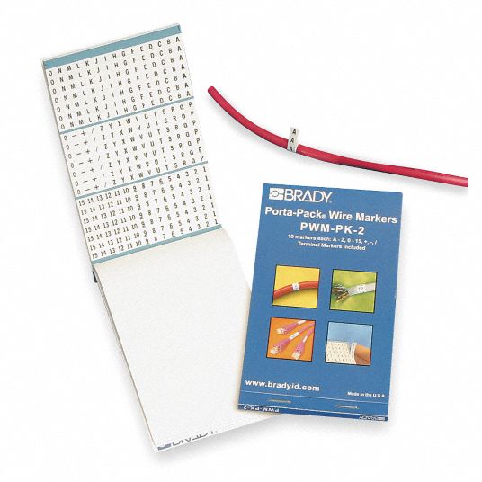 BRADY Wire Marker Book: 1 to 45, Black on White, 450 Labels, Vinyl ...