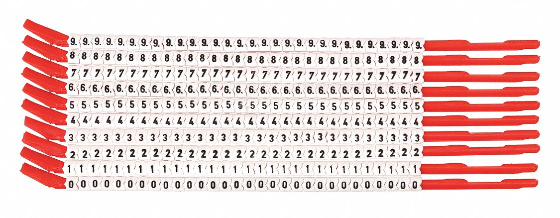 BRADY, 0 to 9, Black on White, Wire Marker Wand - 3TP30|SCNC-10 - Grainger