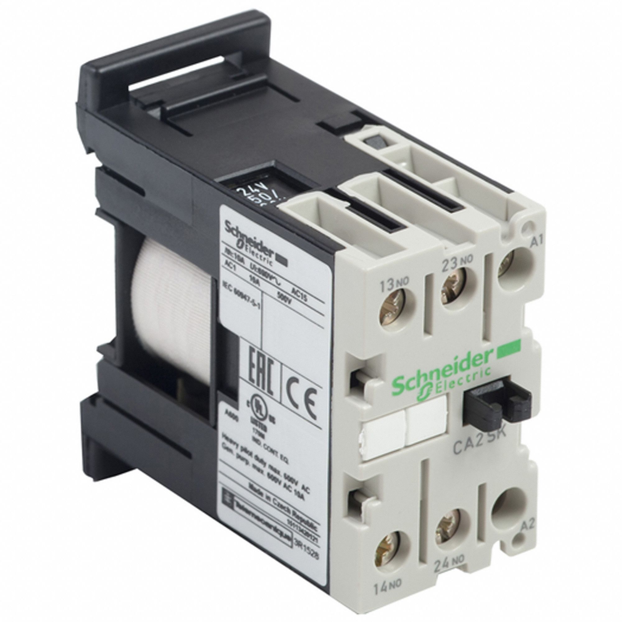 SCHNEIDER, DIN-Rail Relay Mounting, 240V AC Coil Volt, IEC Control ...
