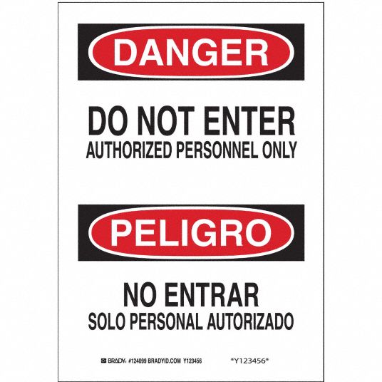 Plastic, Danger Sign, Danger/Peligro, 10 in Width, 14 in Height ...