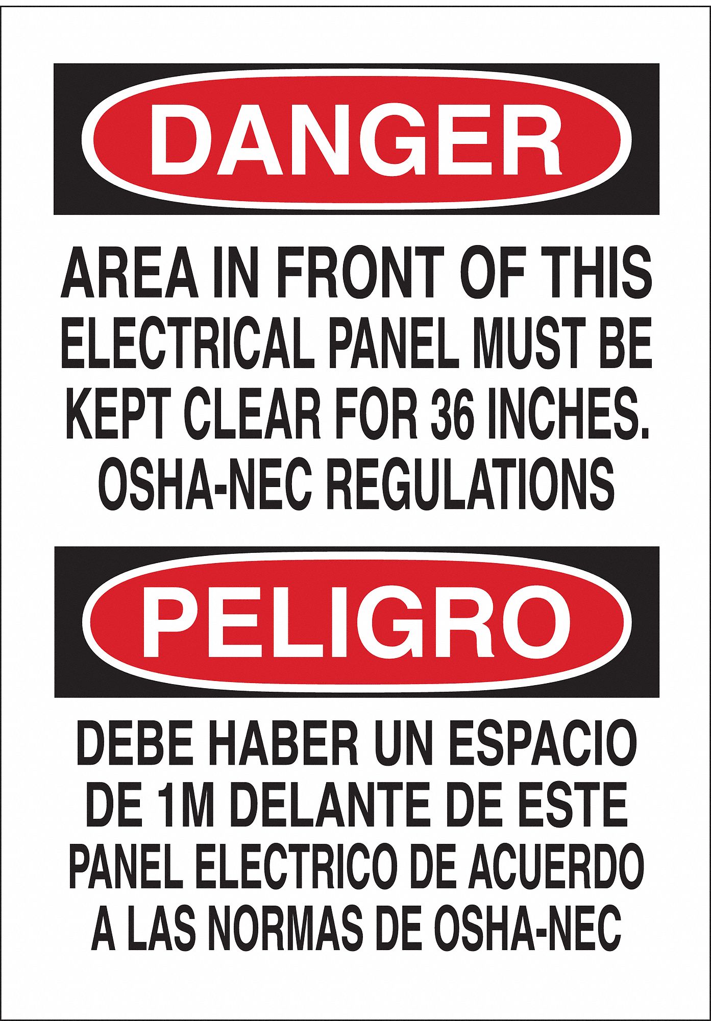 Danger Sign, Area In Front Of This Electrical Panel Must Be Kep, Header ...