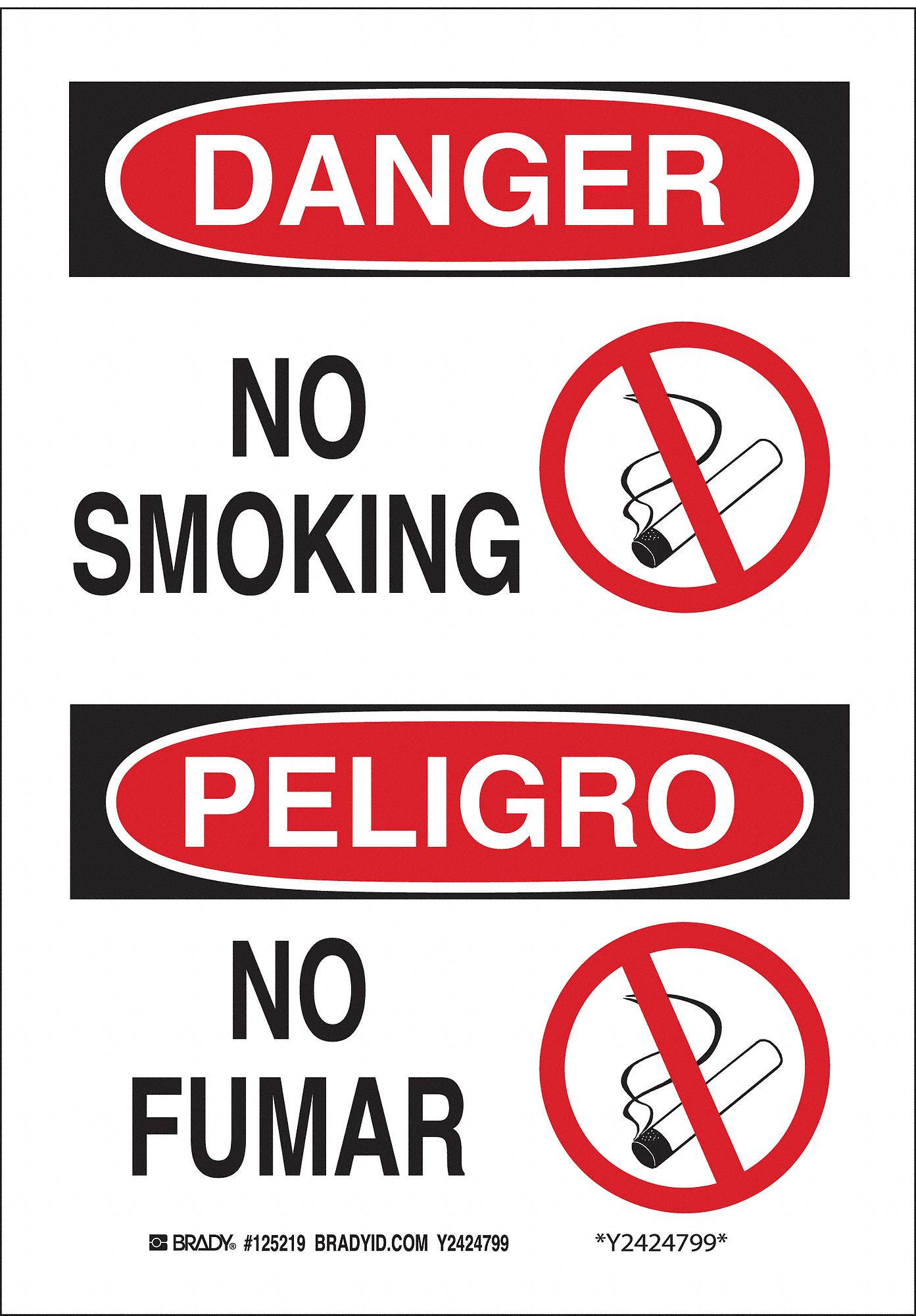 No Smoking Sign,14X10",R and BK/WHT - Grainger